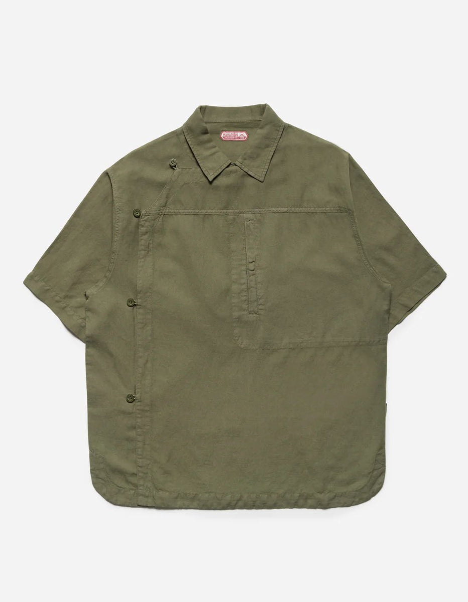 HEMP ASYM MONK SHIRT - OLIVE – LOCUS