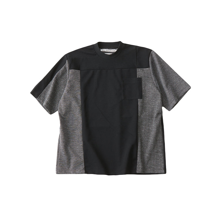 PANAMA JERSEY PATCHWORK T SHIRT - BLACK – LOCUS