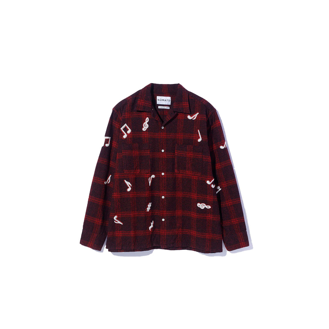 MUSIC HAND EMBROIDERY FLANNEL SHIRT - RED X BLACK – LOCUS